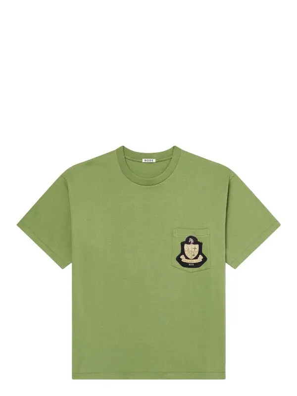 BODE Logo-appliquéd Cotton-jersey T-shirt - Green