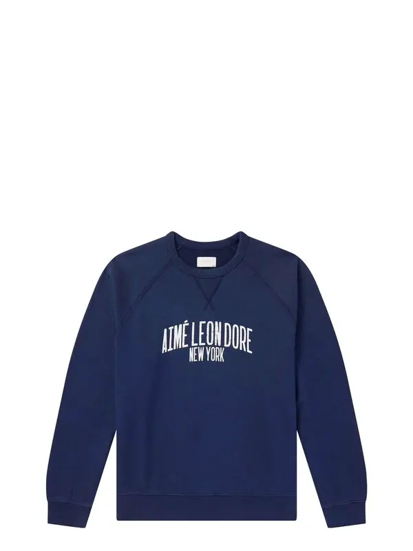 Aimé Leon Dore Logo-print Cotton-blend Jersey Sweatshirt - Navy