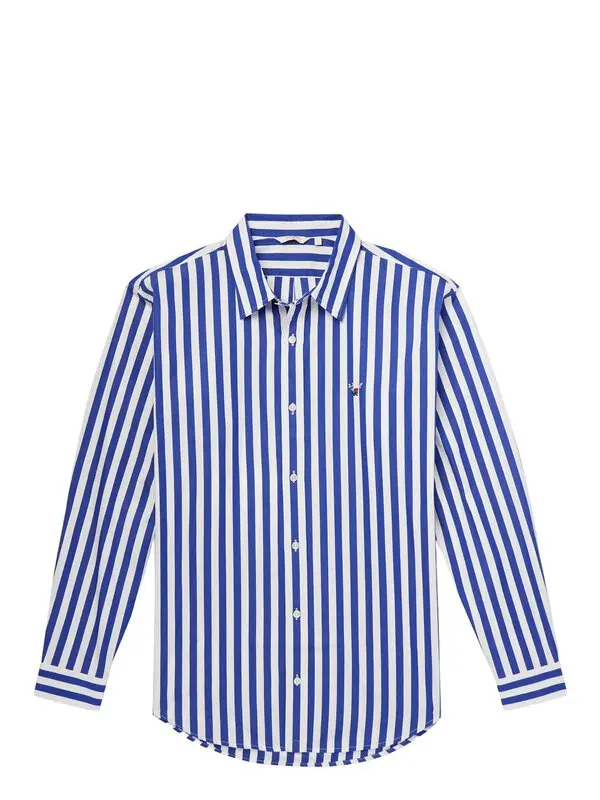 Aimé Leon Dore Oversized Logo-embroidered Striped Cotton Shirt - Blue