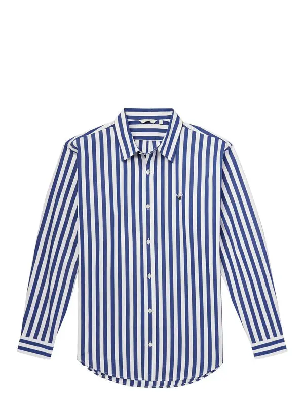 Aimé Leon Dore Oversized Logo-embroidered Striped Cotton Shirt - Navy