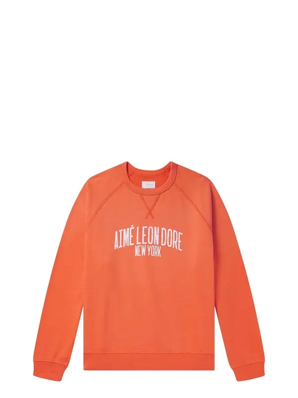 Aimé Leon Dore Logo-print Cotton-blend Jersey Sweatshirt - Orange