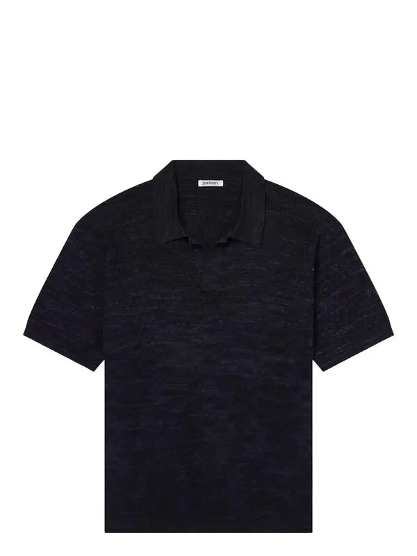 3sixteen Knitted Cotton Polo Shirt - Black