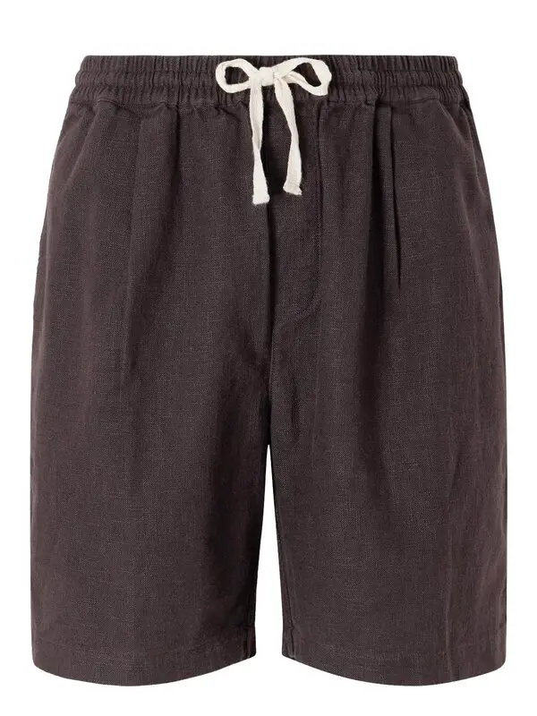 3sixteen Straight-leg Linen Shorts - Brown