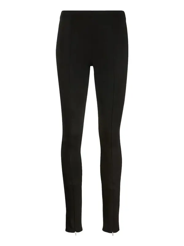 Calvin Klein Logo-embroidered Cuff-zip Leggings - Black
