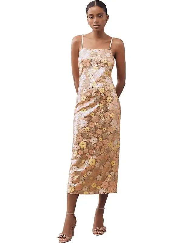 Endless Rose Sleeveless Floral Midi Dress - Rose Gold
