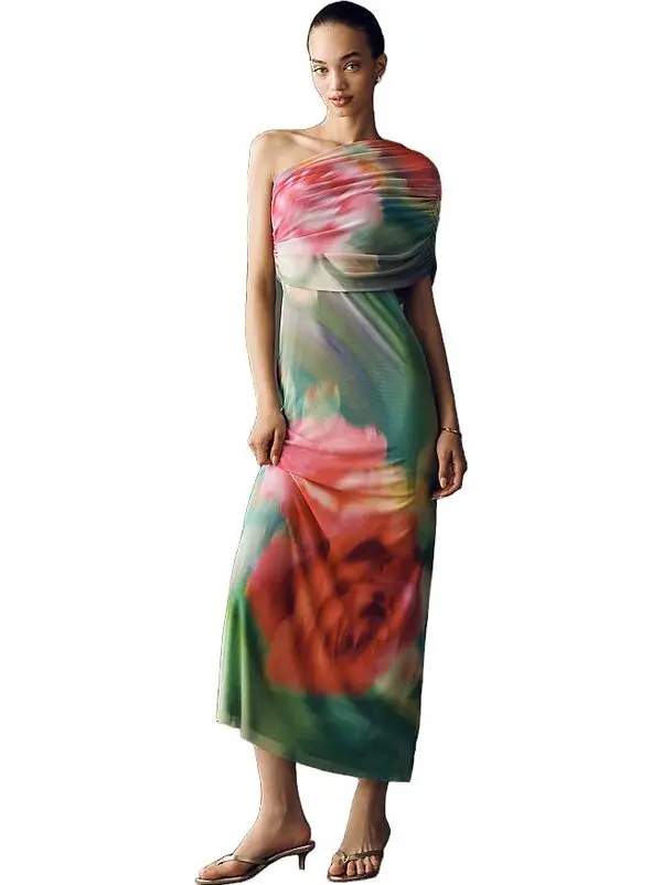 AFRM Mirabel One-shoulder Maxi Dress - Green Rose