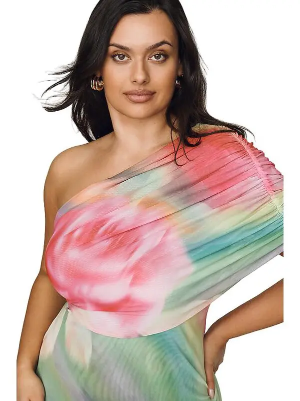 AFRM Mirabel One-shoulder Maxi Dress - Green Rose