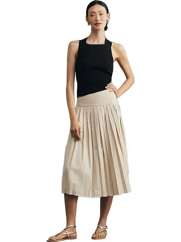 Astr The Label Aubrianna Midi Skirt - Light Khaki