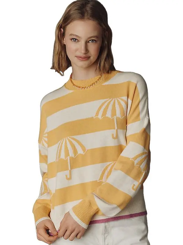 Maeve Long Sleeve Crew Neck Relaxed Sweater - Light Orange