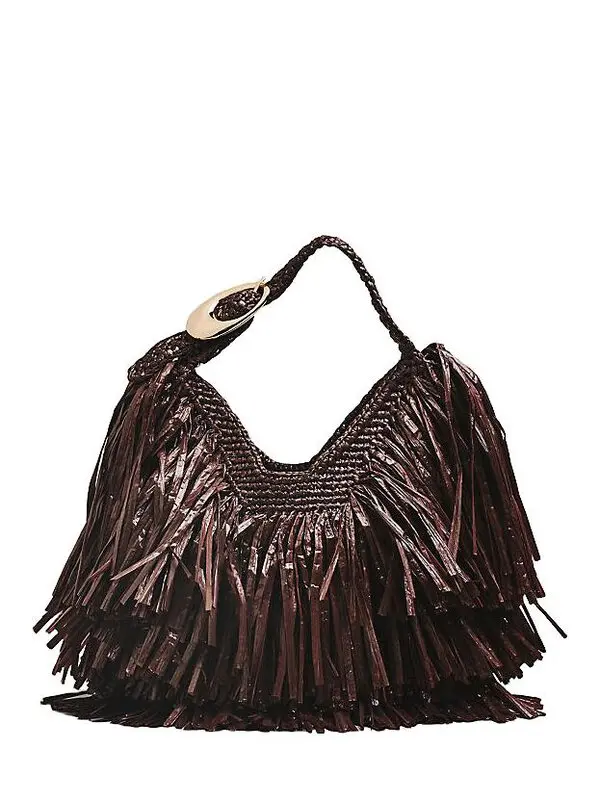 Anthropologie Fringe Hobo Bag - Chocolate