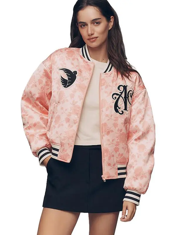 Anthropologie Wild Collective Varsity Bomber Jacket - Angel City