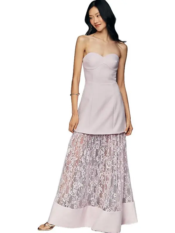 ELLIATT Saphe Strapless Lace Maxi Dress - Pink
