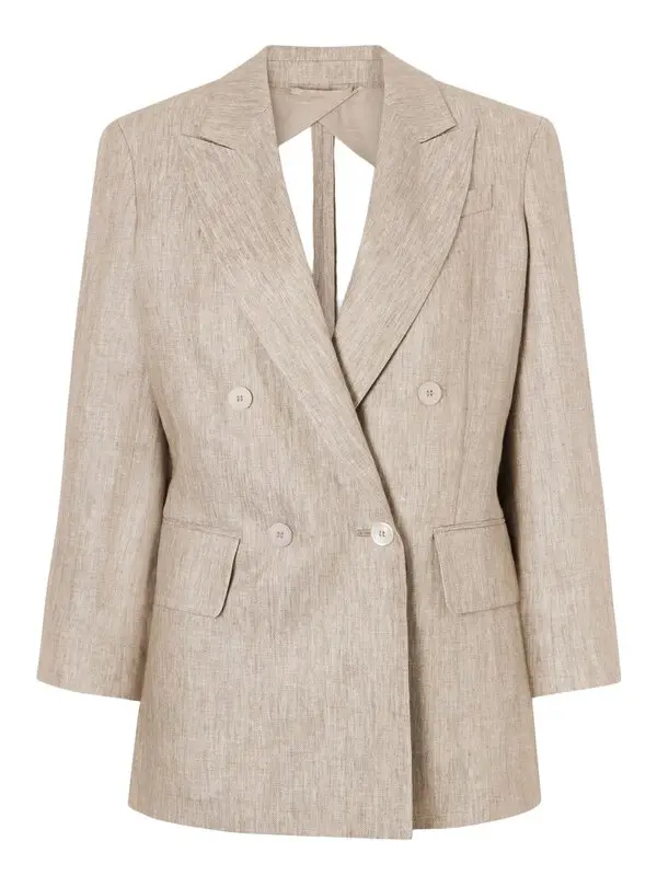Max Mara Double-breasted Linen Blazer - Neutrals