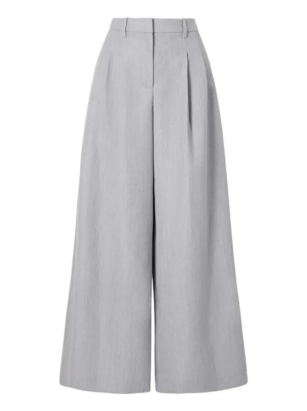 TWP Mid-rise Pleated Wide-leg Wool Pants - Blue