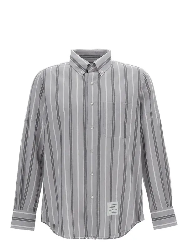 Thom Browne Striped Cotton Shirt - Grey