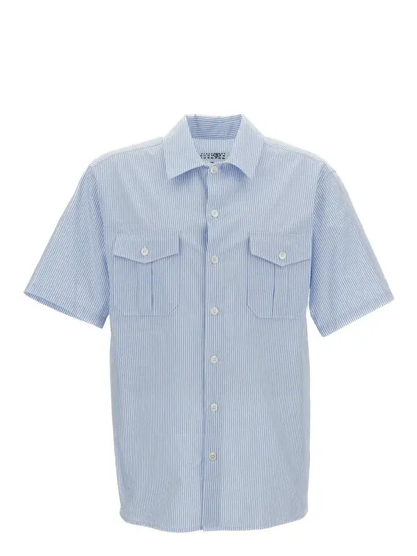 MAISON MARGIELA Striped Short-sleeve Shirt - Sky Blue