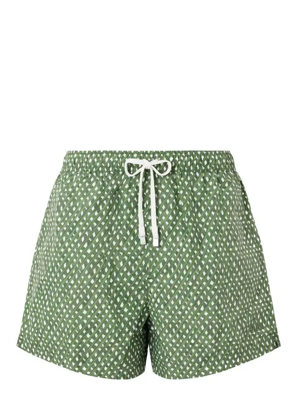 Zegna Straight-leg Printed Cotton Swim Shorts - Green