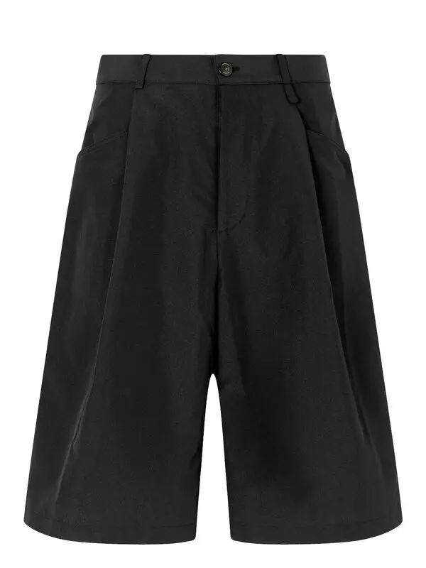 WILLY CHAVARRIA Chilango Straight-leg Pleated Bermuda Shorts - Black