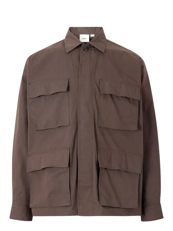 WTAPS Logo-print Cotton-blend Cordura® Overshirt - Brown