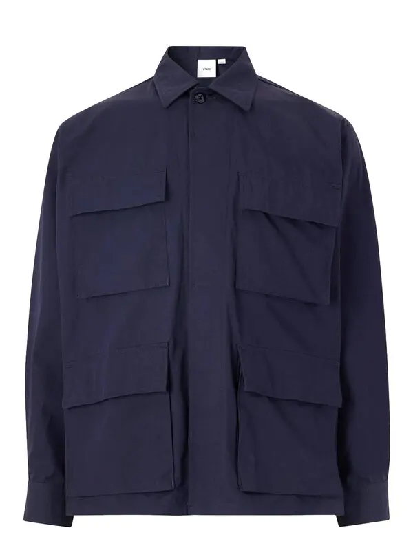 WTAPS Logo-print Cotton-blend Cordura® Overshirt - Blue