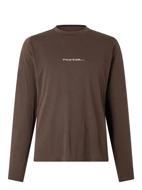 PORTAL Lateral Peak Logo-print Recycled-jersey T-shirt - Brown
