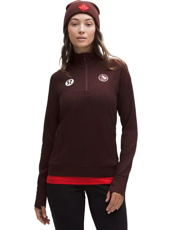 Lululemon Team Canada Engineered Warmth Half Zip - Black Garnet/black Garnet