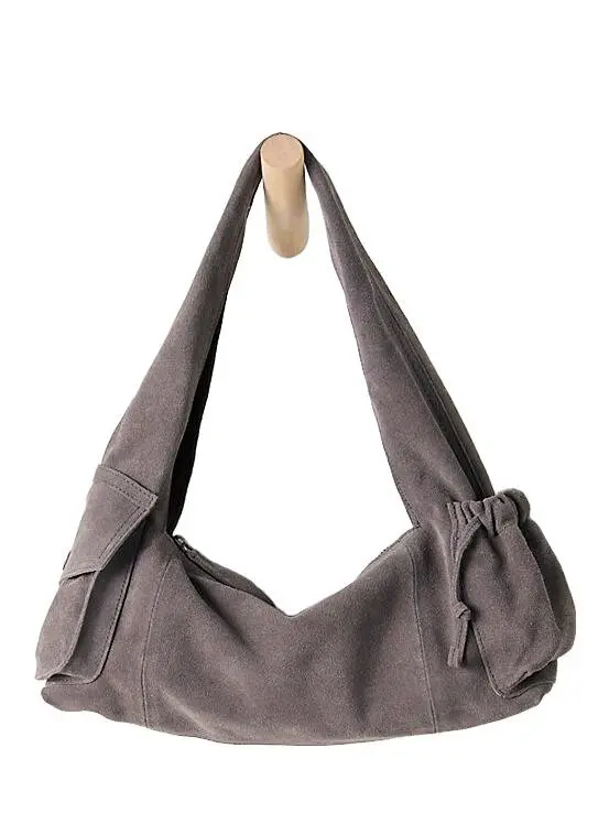 Free People Soto East West Suede Shoulder Bag - Charcoal