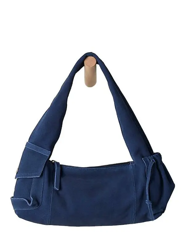 Free People Soto East West Suede Shoulder Bag - Navy