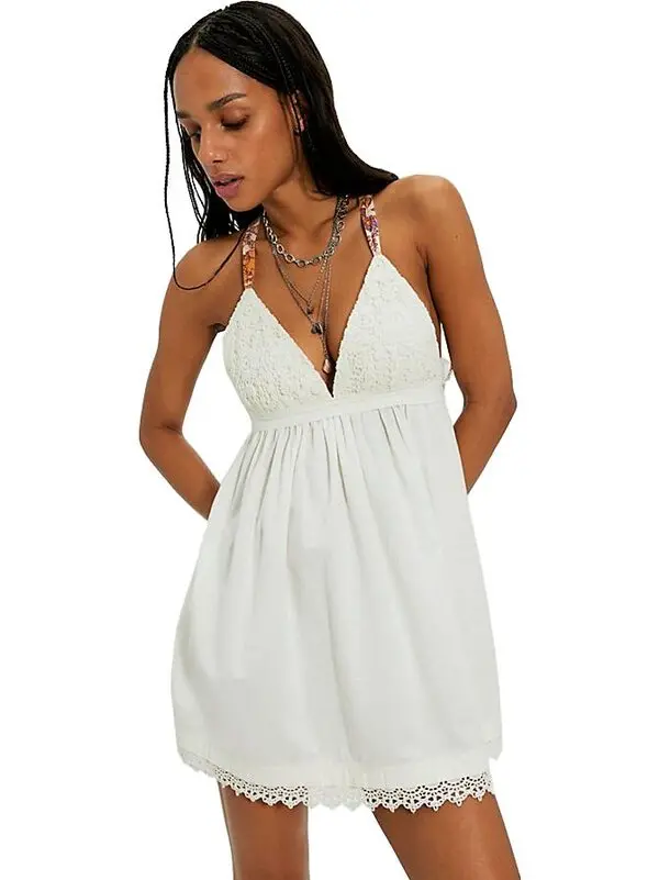 Free People Music Box Babydoll Mini Dress - Tea Combo
