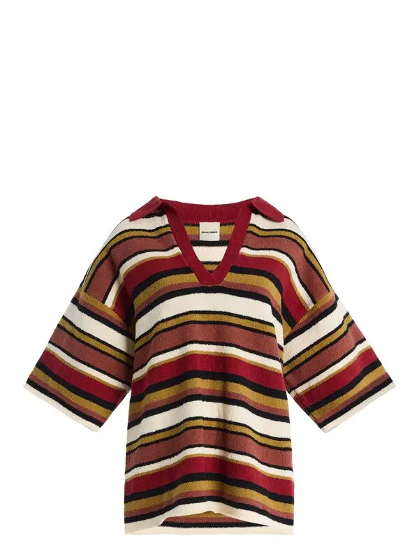 ZULU & ZEPHYR Striped Cotton-linen Knit Polo Shirt - Multi