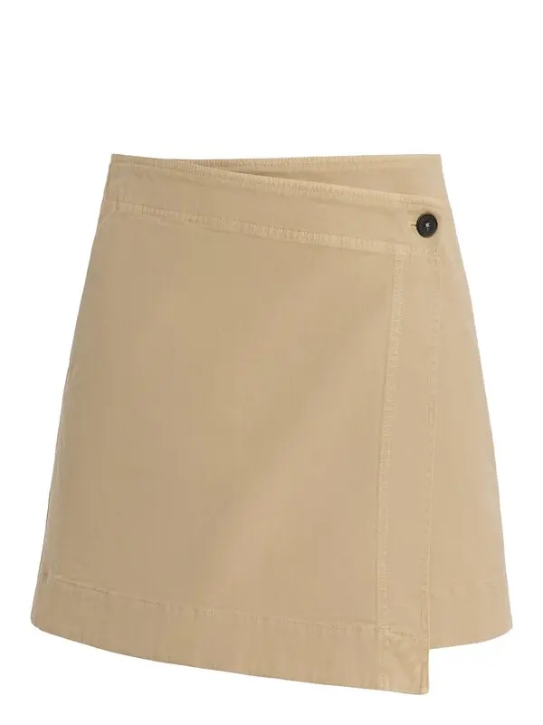 Closed A" Wrap Effect Mini Skirt - Neutral