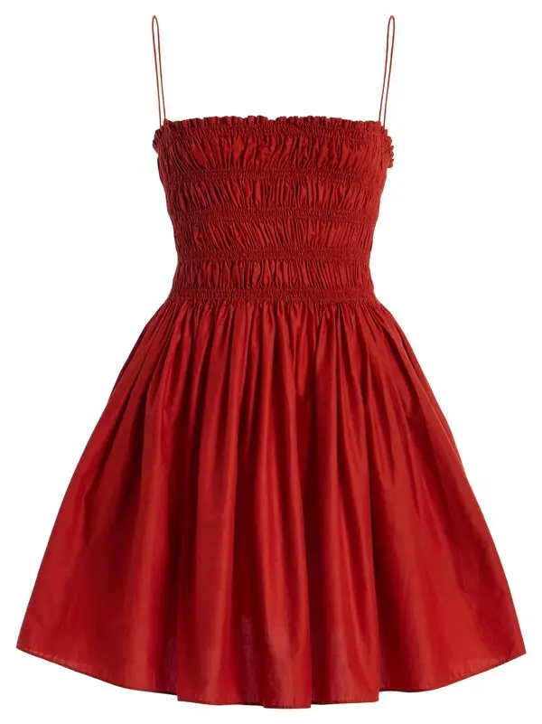 Matteau Shirred-bodice Mini Dress - Red