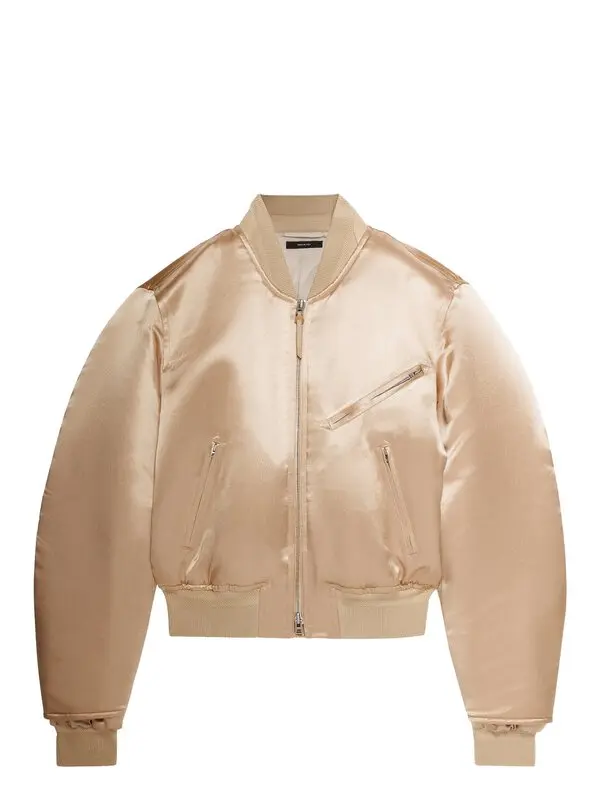 TOM FORD Aviator Satin Bomber Jacket - Gold
