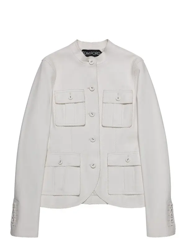 TOM FORD Petite Leather Jacket - Off-white