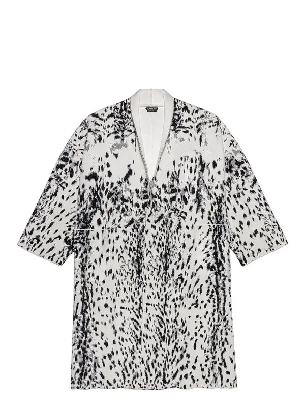 TOM FORD Lynx Print Oversized Coat - Black/white