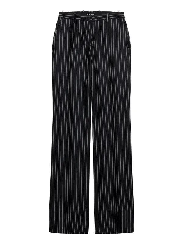 TOM FORD Pinstripe Wool Straight-leg Pants - Black/white