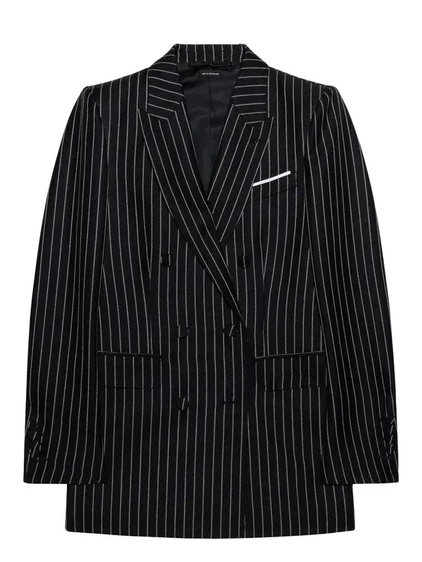 TOM FORD Pinstripe Wool Cocktail Jacket - Black/white