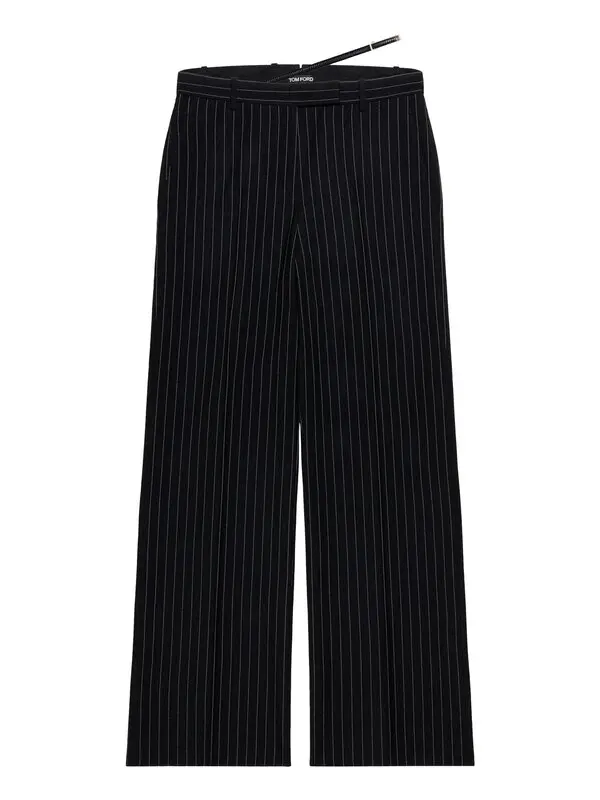 TOM FORD Pinstripe Wool Wide-leg Pants - Black
