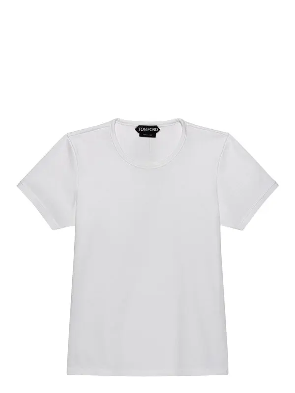 TOM FORD Embroidered Cotton-blend Boyfriend Top - White