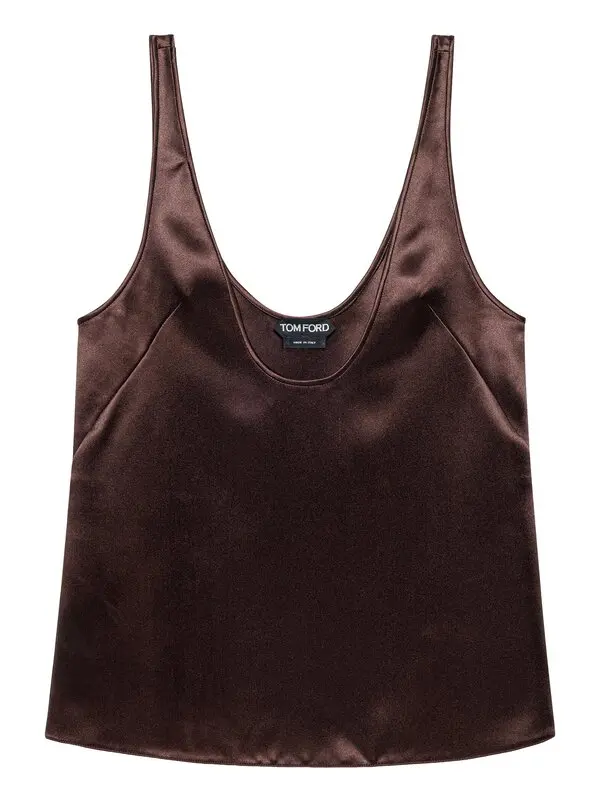TOM FORD Silk-satin Tank Top - Brown