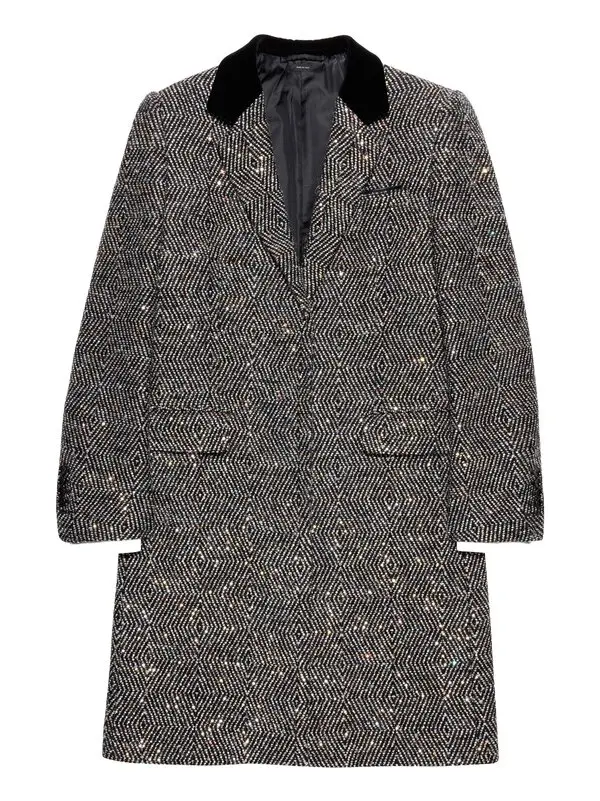TOM FORD Tweed Sequined Wool-blend Boyfriend Coat - Grey