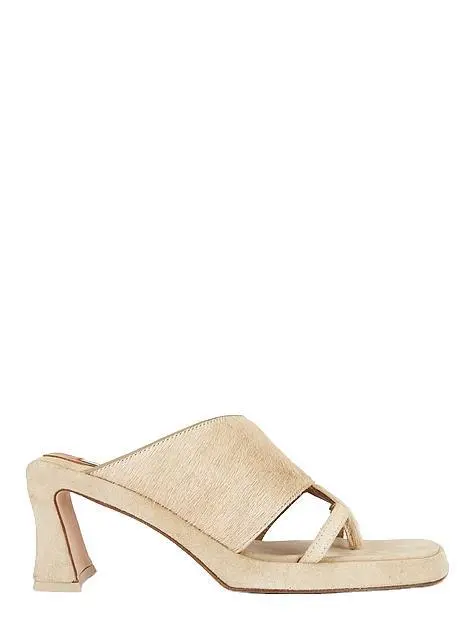 MIISTA Trisha Pony Asymmetric Thong Sandal - Beige