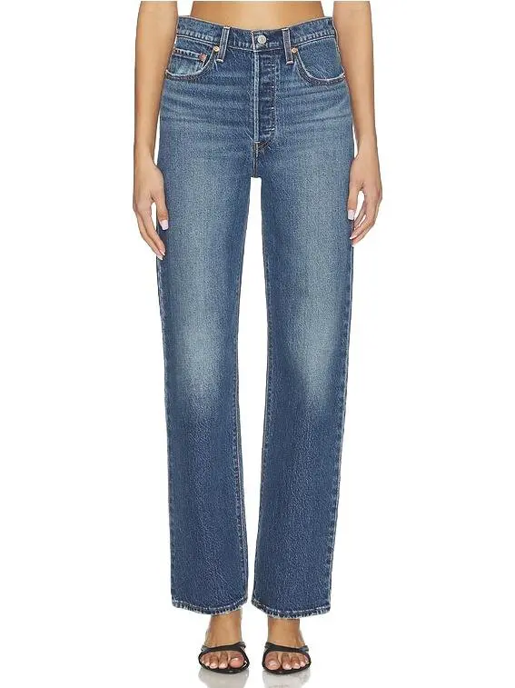 LEVI'S Ribcage Full Length Straight Leg Jeans - Blue