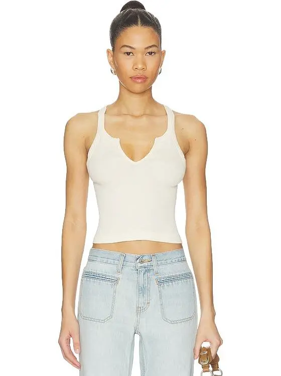 RE/DONE V Cut Ribbed Tank Top - Ivory