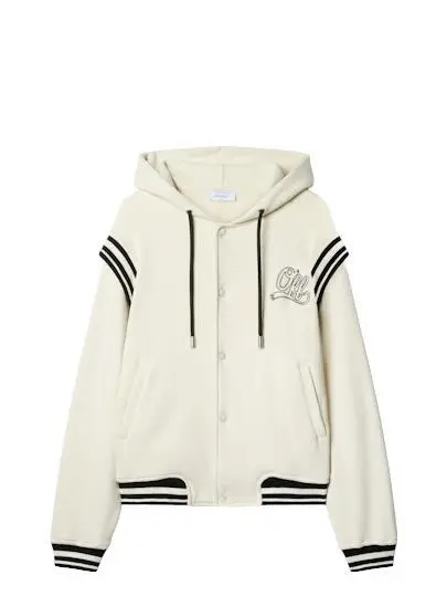 Off-White Fleece Varsity Hoodie - Neutrals