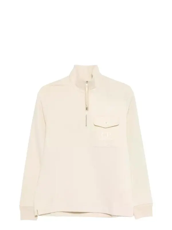 C.P. COMPANY Diagonal Raised Quarter-zip Sweatshirt - Neutrals