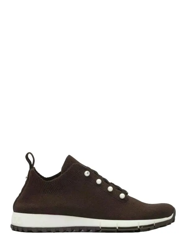 JIMMY CHOO Veles Cashmere Faux Pearl-detail Sneakers - Brown