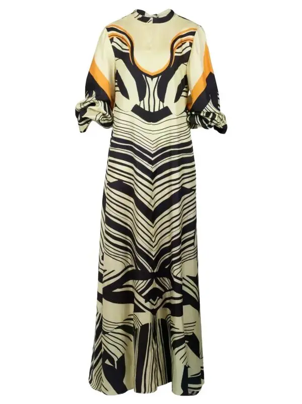 Raquel Diniz Balloon-sleeve Maxi Dress - Neutrals