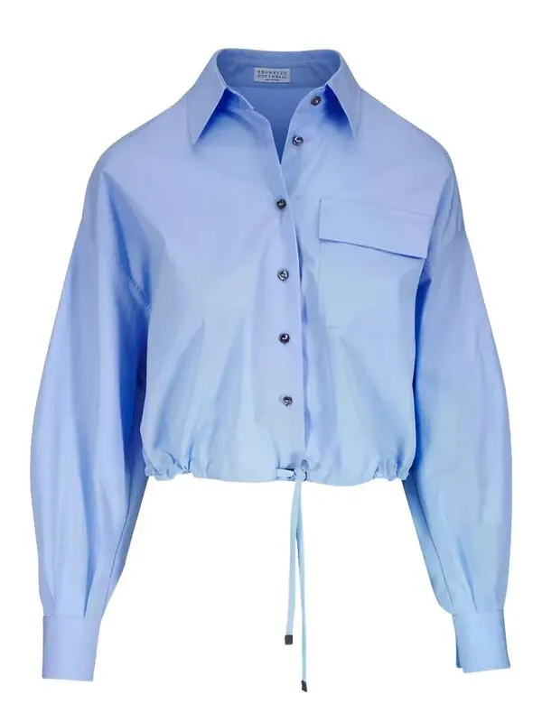 Brunello Cucinelli Drawstring-hem Cropped Shirt - Blue
