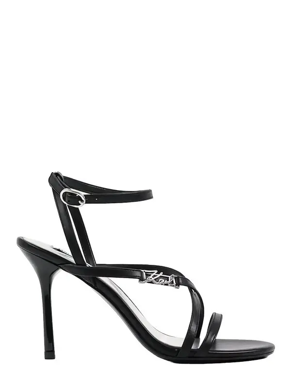 Karl Lagerfeld Logo Strap Stiletto Sandals - Black